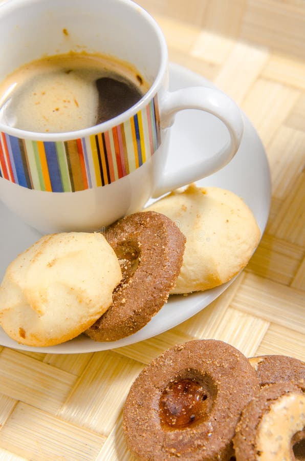 Biscuits with a Cup of Coffee Stock Image - Image of caffe, espresso ...