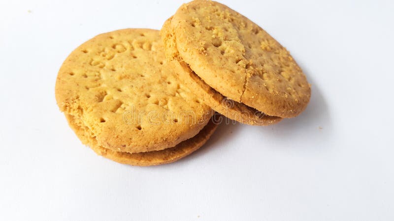 BISCUITS - Delicious Wheat Round Biscuits with a Few Crumbs Isolated on ...