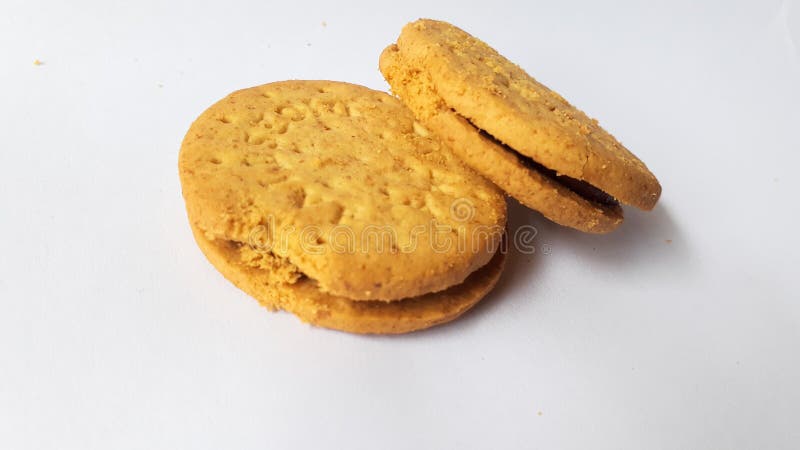 BISCUITS - Delicious Wheat Round Biscuits with a Few Crumbs Isolated on ...