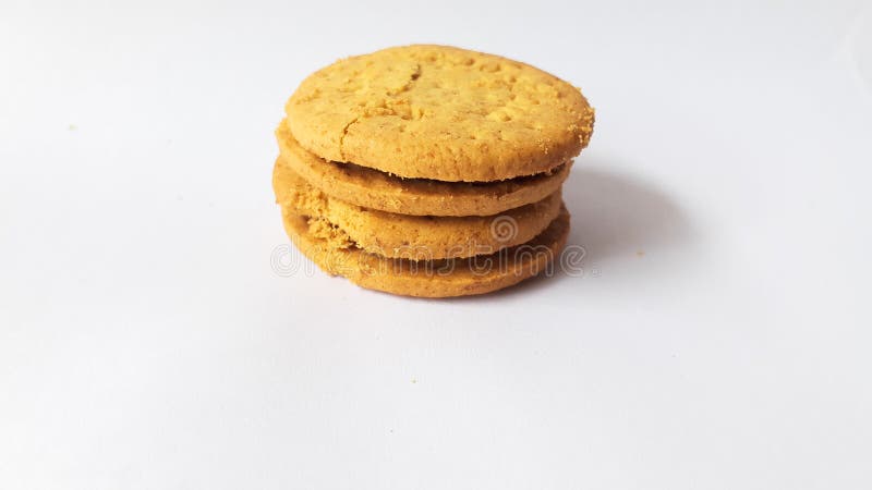 BISCUITS - Delicious Wheat Round Biscuits with a Few Crumbs Isolated on ...