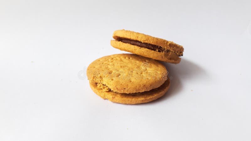 BISCUITS - Delicious Wheat Round Biscuits with a Few Crumbs Isolated on ...
