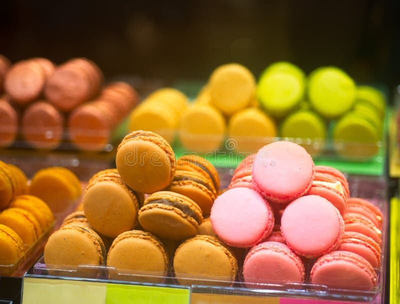 Biscuits with Different Colors on a Shop Stock Photo - Image of color ...