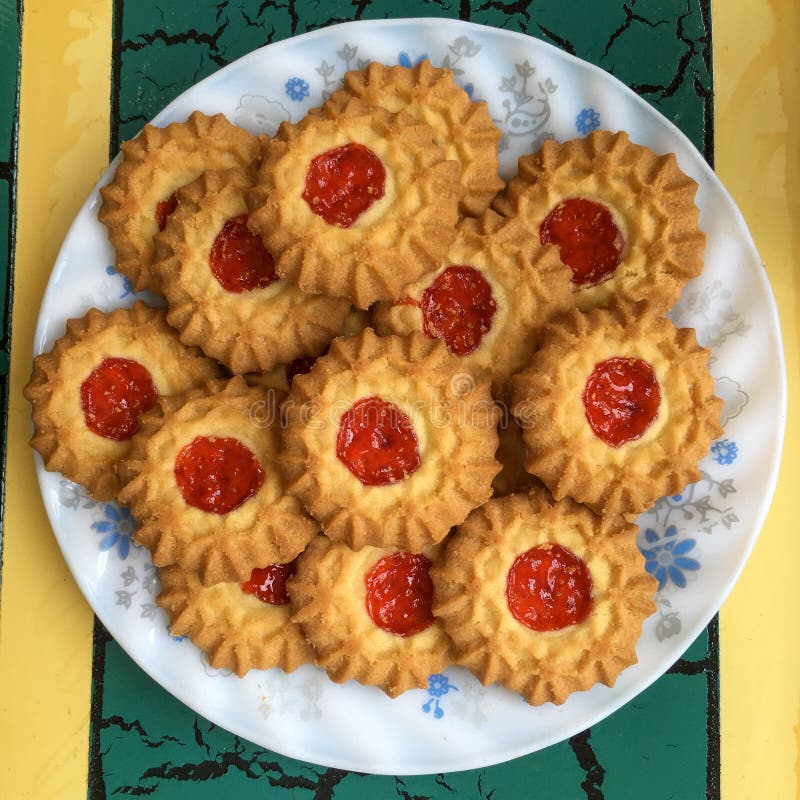 Biscuits with Fruit Jelly in a Plate Stock Image - Image of bread ...