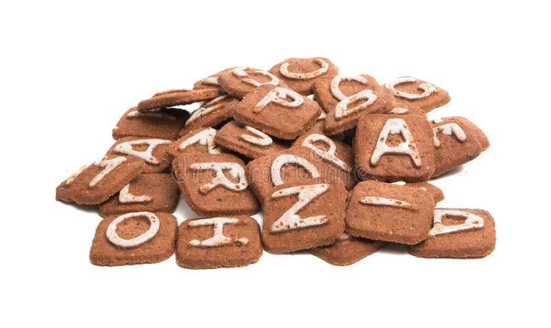Biscuits with Letters Isolated Stock Photo - Image of isolated, font ...