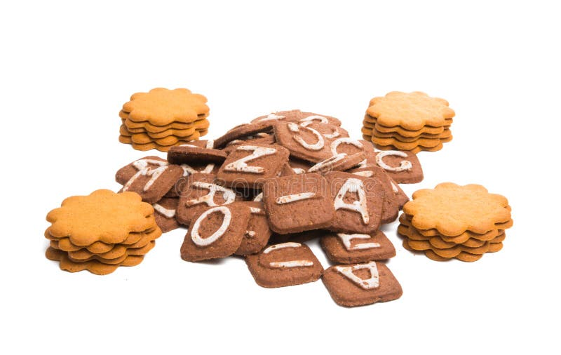 Biscuits with Letters Isolated Stock Photo - Image of isolated, font ...
