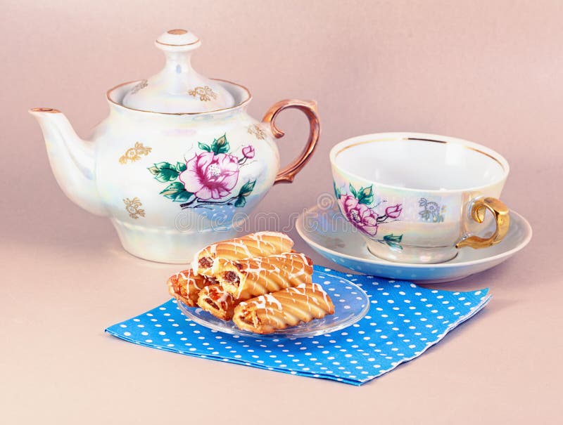 Biscuits and Old-fashioned Tea Service Stock Image - Image of cookie ...