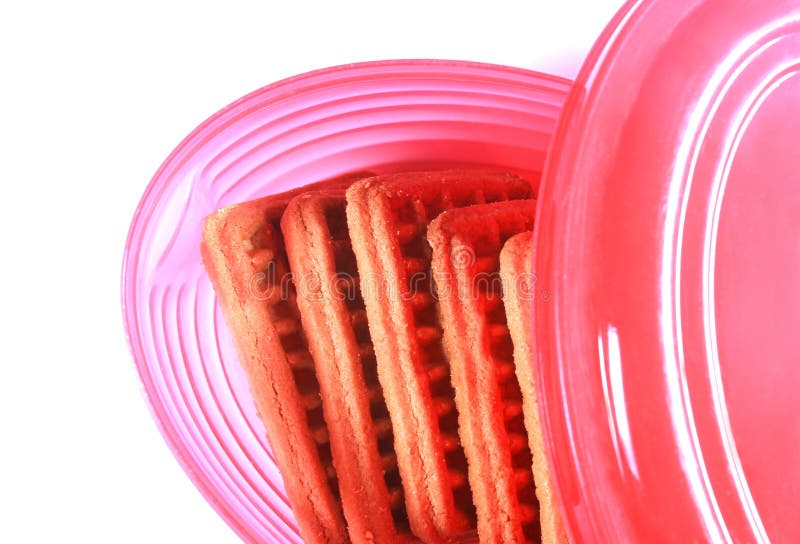 Biscuits in a Pink Snack Plastic Box with Cap. Stock Image - Image of ...