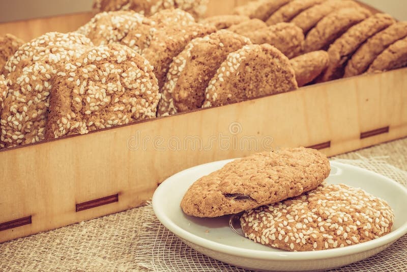Biscuits with sesame seeds stock photo. Image of tasty - 85511178