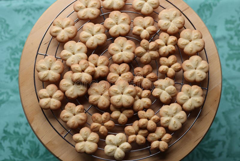 Biscuits in the Shape of Flower View from Above Stock Photo - Image of ...