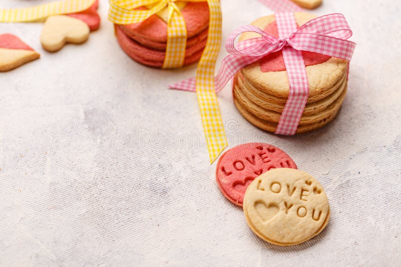 Biscuits Stamped with Love You Stock Image - Image of heart, decoration ...