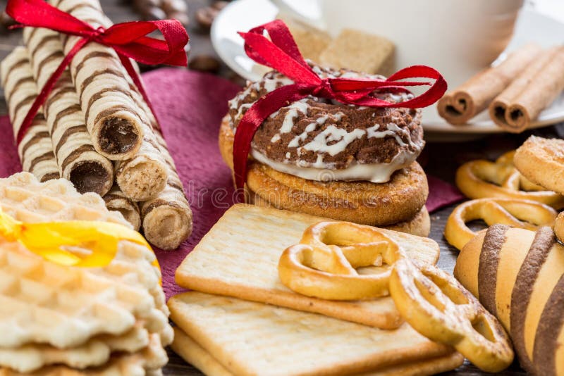 Biscuits on table stock photo. Image of cake, cinnamon - 63502720