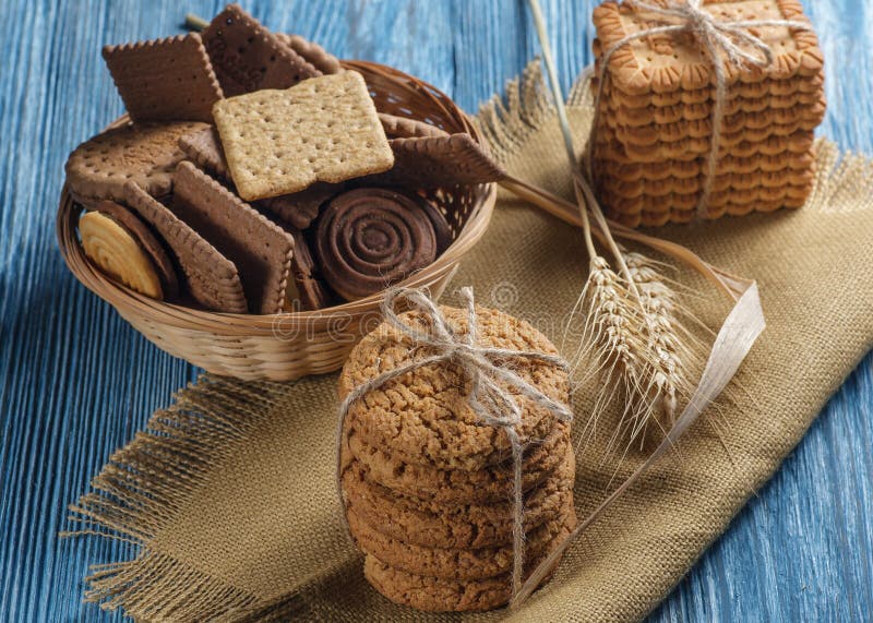 Biscuits on table stock image. Image of wood, chip, food - 85779543