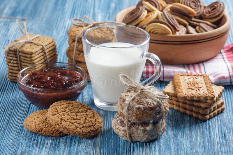 Biscuits on table stock photo. Image of isolated, glass - 83925166