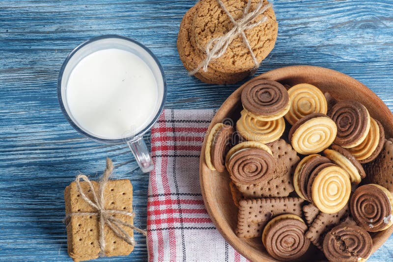 Biscuits on table stock image. Image of closeup, wooden - 85780723