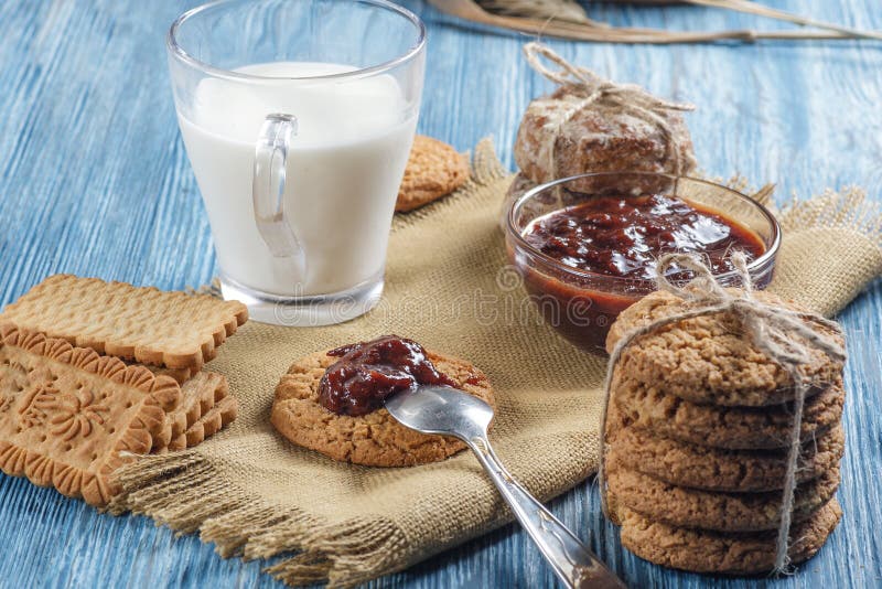 Biscuits on table stock photo. Image of wooden, table - 87726470