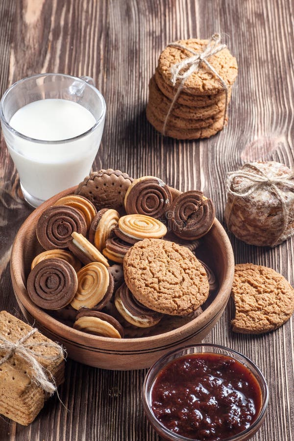 Biscuits on table stock image. Image of closeup, chocolate - 90210837