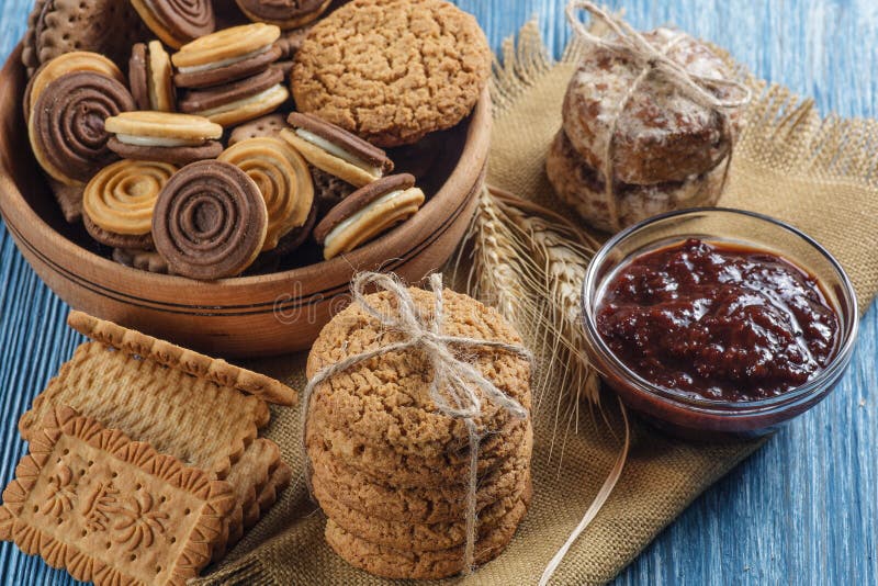Biscuits on table stock image. Image of dairy, cookies - 89266779