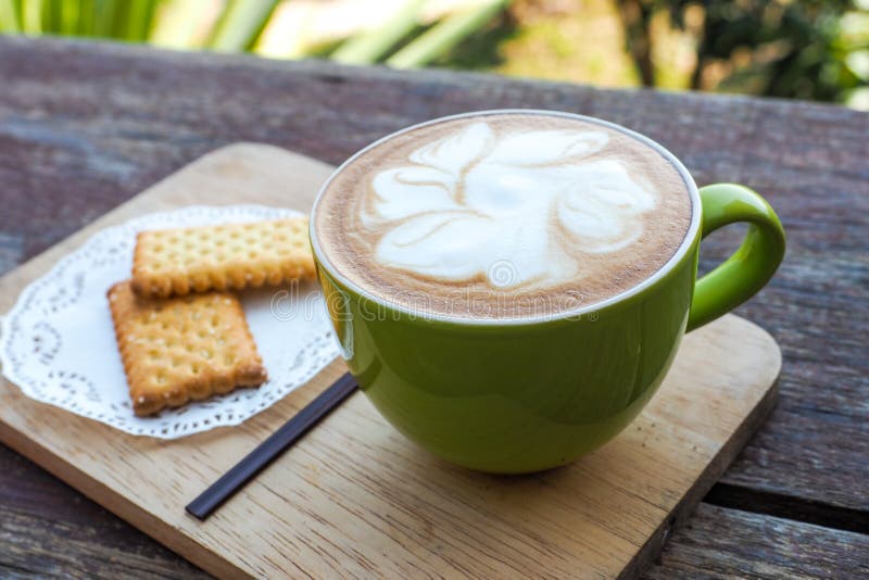 Biscuits Tea and Morning Coffee Stock Photo - Image of design, green ...
