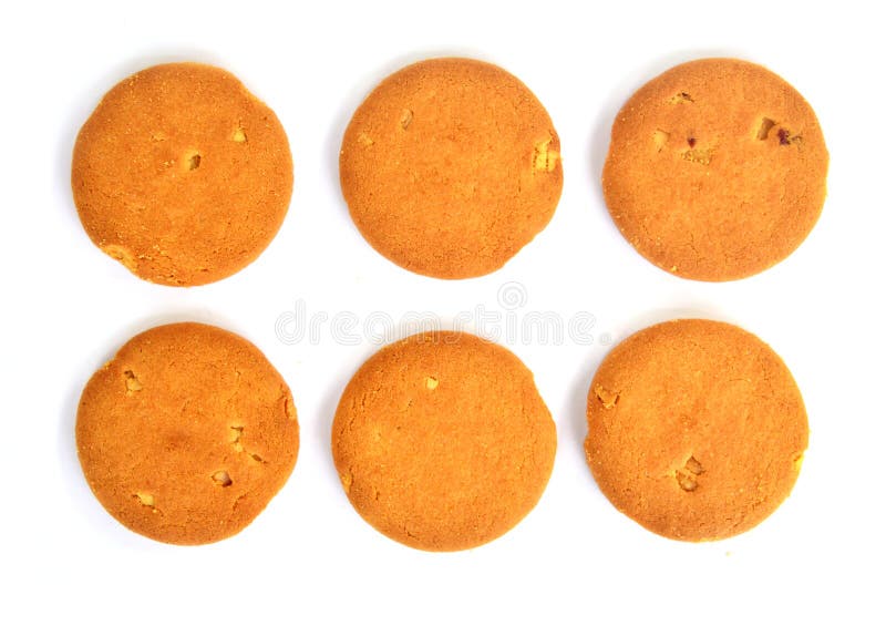 6 Biscuits on White Background Stock Image - Image of brown, chip: 92461029