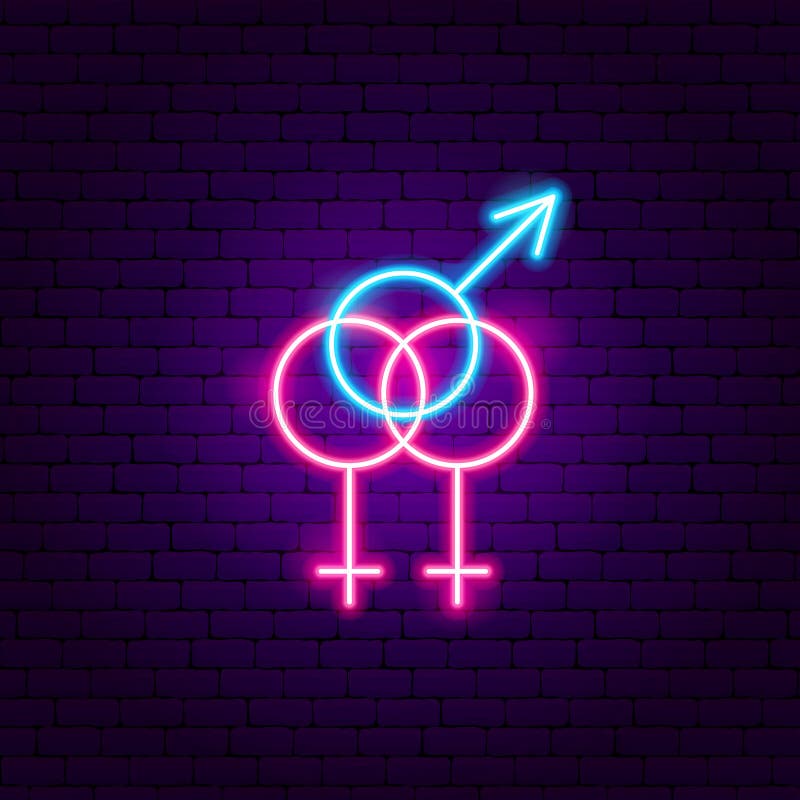 Bisexual Two Women Man Neon Sign Stock Vector Illustration Of