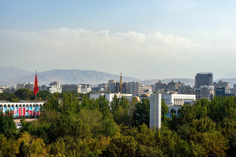 Bishkek City Center View from Above Stock Image - Image of town ...