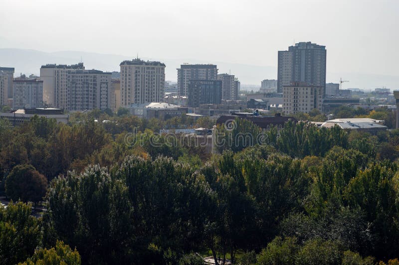 Bishkek City Center View from Above Stock Image - Image of town, summer ...