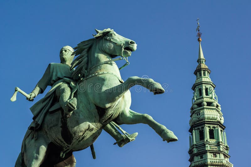 Bishop Absalon statue stock image. Image of hojbro, tower - 47176813