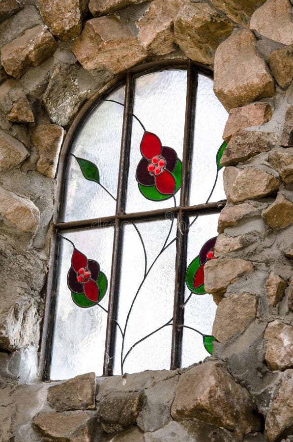 Bishop Castle Stain Glass Window Stock Photo - Image of handmade, stone ...