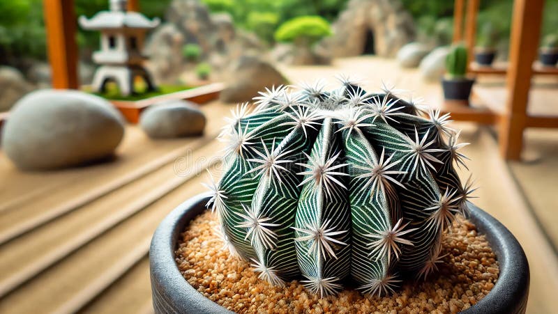 Bishopâ€™s Cap Cactus, with a Background of a Zen Garden Stock ...