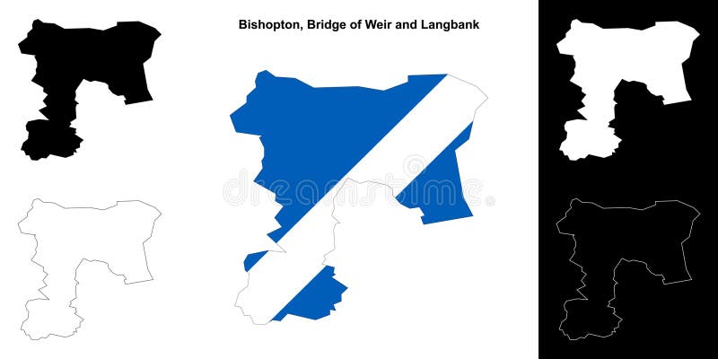 Bishopton, Bridge of Weir and Langbank Outline Map Stock Vector ...