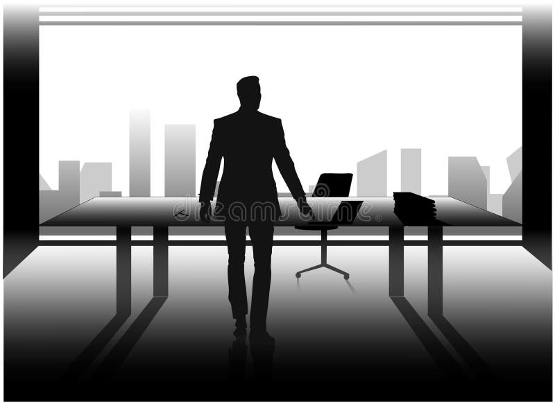 A Businessman Standing beside Desk in Building Stock Vector ...