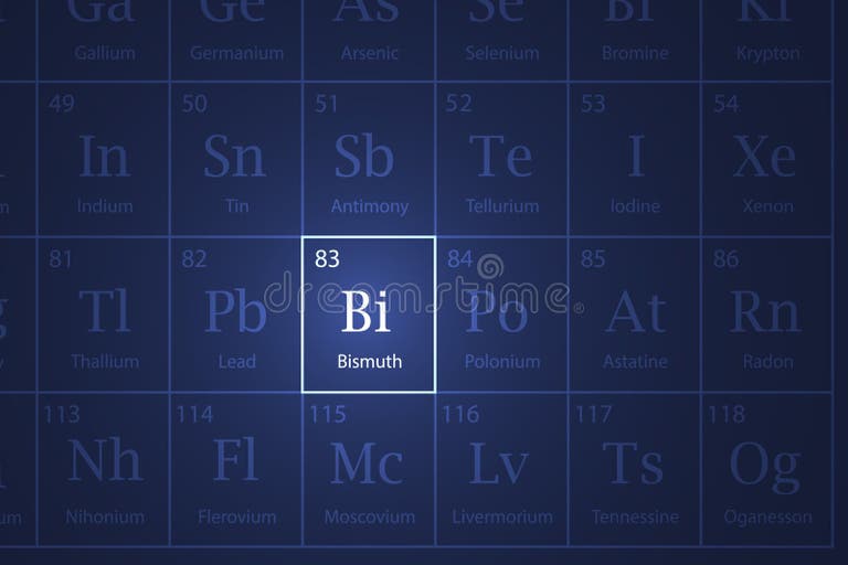 Bismuth Element Glowing in a Dark Periodic Table Stock Vector ...