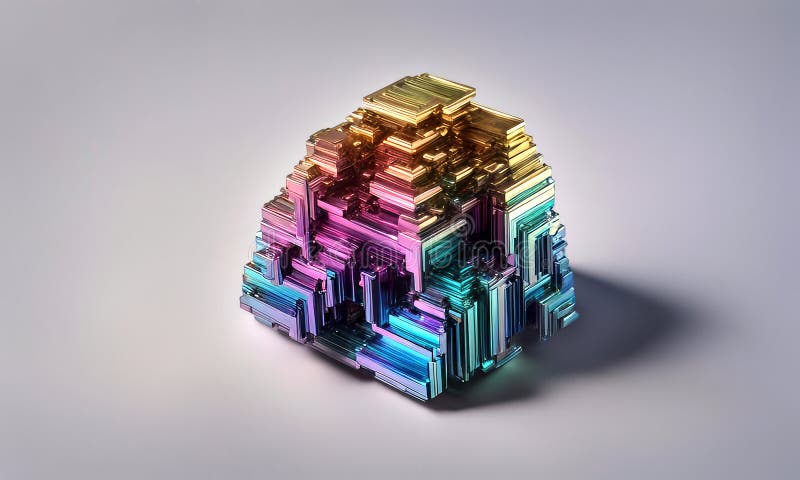 Bismuth Hopper Crystal on Light Background Stock Illustration ...