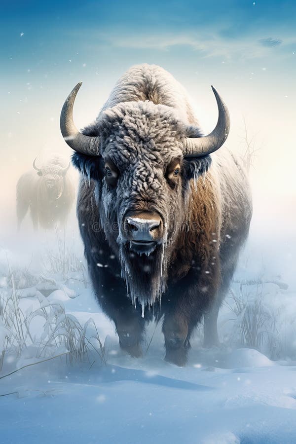 Bison - AI generated stock illustration. Illustration of vertical ...