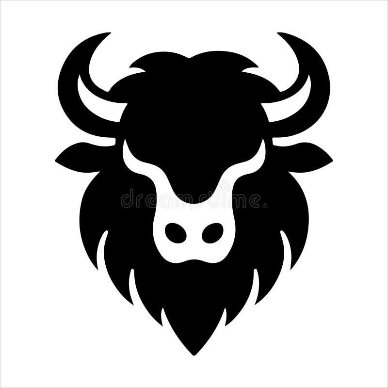 Bison Bull Head Vector Silhouette Stock Vector - Illustration of power ...