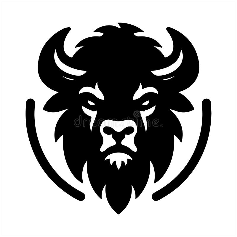 Bison Bull Head Vector Silhouette Stock Vector - Illustration of ...