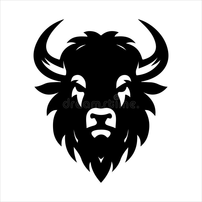 Bison Bull Head Vector Silhouette Stock Vector - Illustration of animal ...