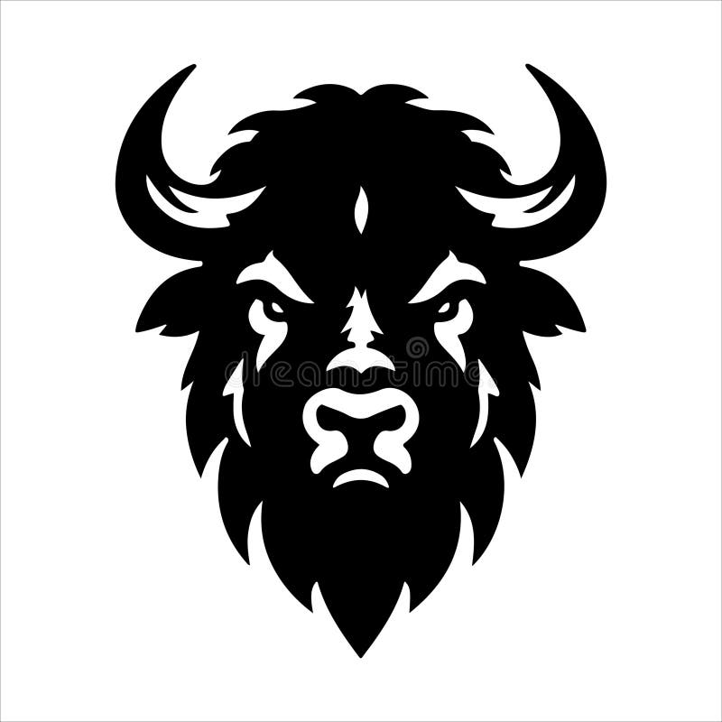 Bison Bull Head Vector Silhouette Stock Vector - Illustration of ...