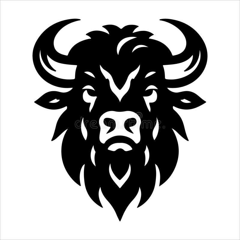 Bison Bull Head Vector Silhouette Stock Vector - Illustration of head ...
