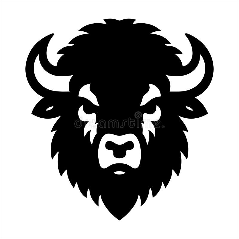 Bison Bull Head Vector Silhouette Stock Vector - Illustration of bison ...