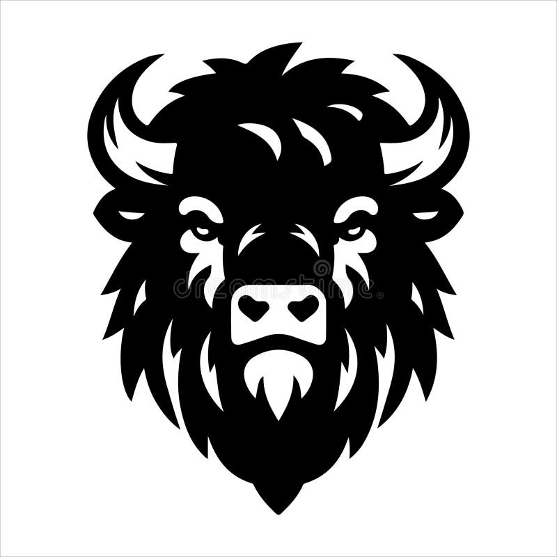 Bison Bull Head Vector Silhouette Stock Vector - Illustration of ...