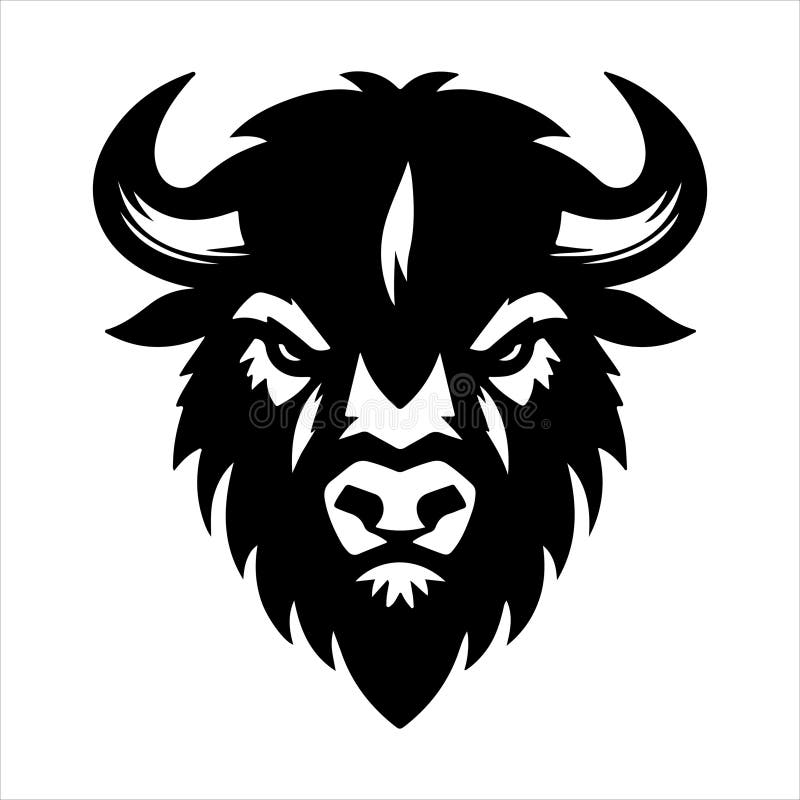 Bison Bull Head Vector Silhouette Stock Vector - Illustration of farm ...