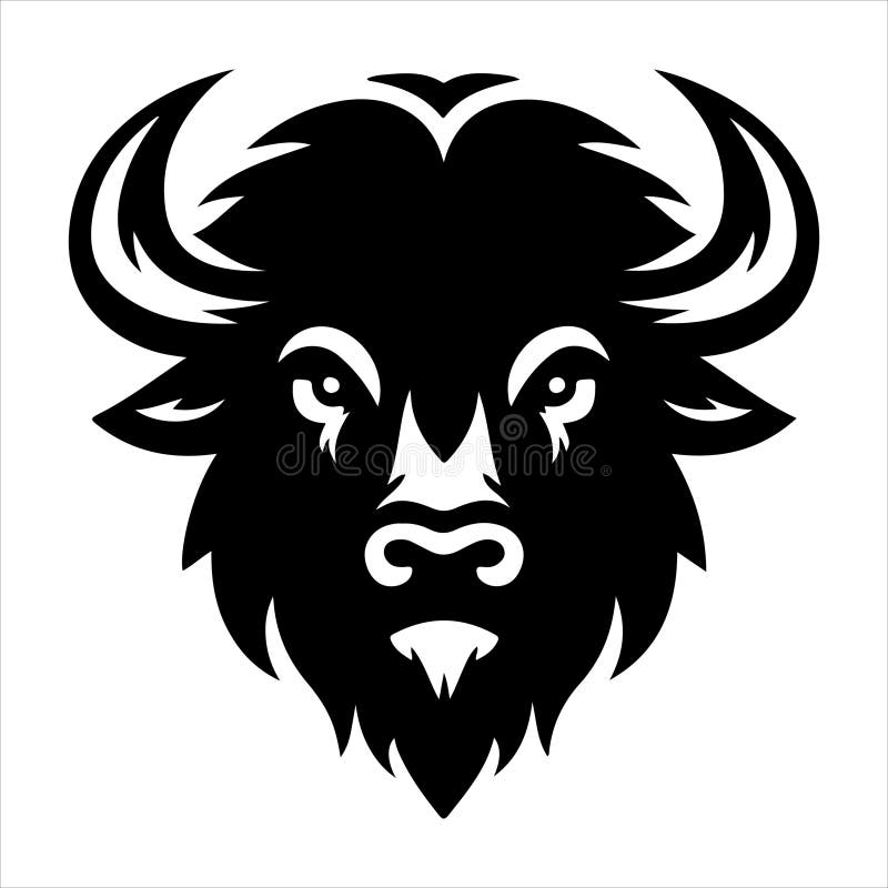 Bison Bull Head Vector Silhouette Stock Vector - Illustration of vector ...