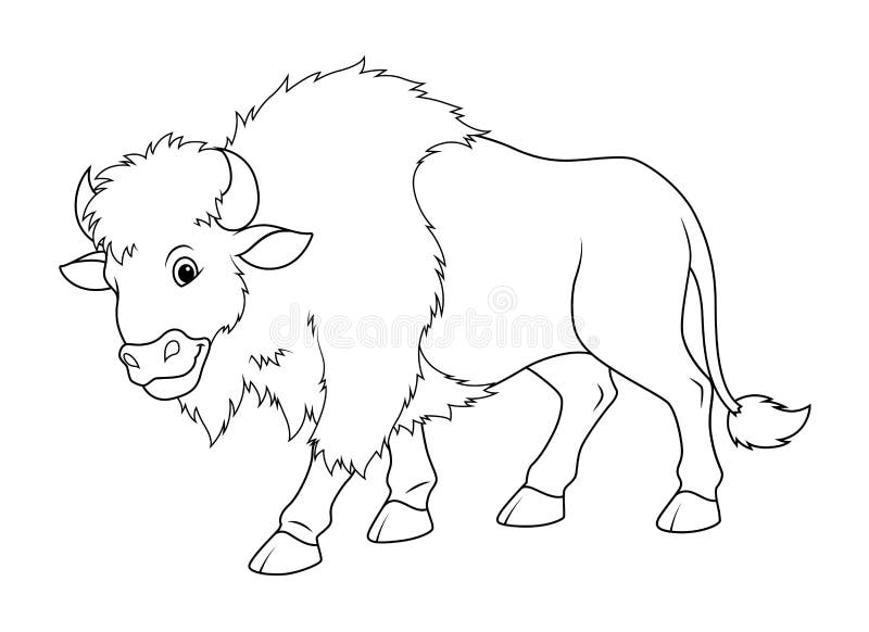 Bison Cartoon Animal Illustration BW Stock Illustration - Illustration ...