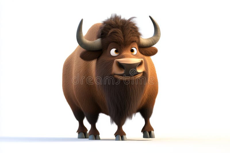 Bison Character in 3D Animation Style. Generative AI. Stock ...