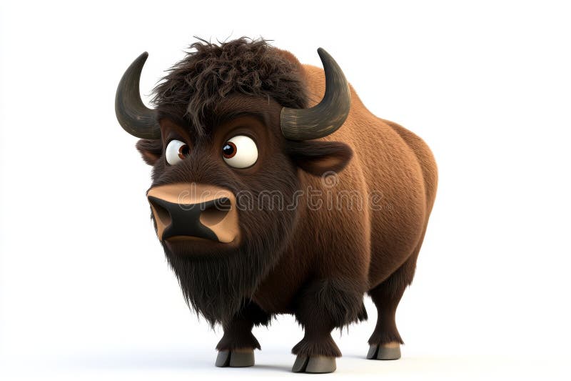 Bison Character in 3D Animation Style. Generative AI. Stock ...