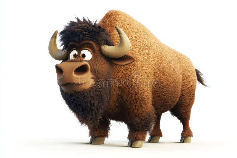 Bison Character in 3D Animation Style. Generative AI. Stock ...