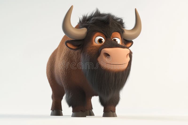 Bison Character in 3D Animation Style. Generative AI. Stock ...