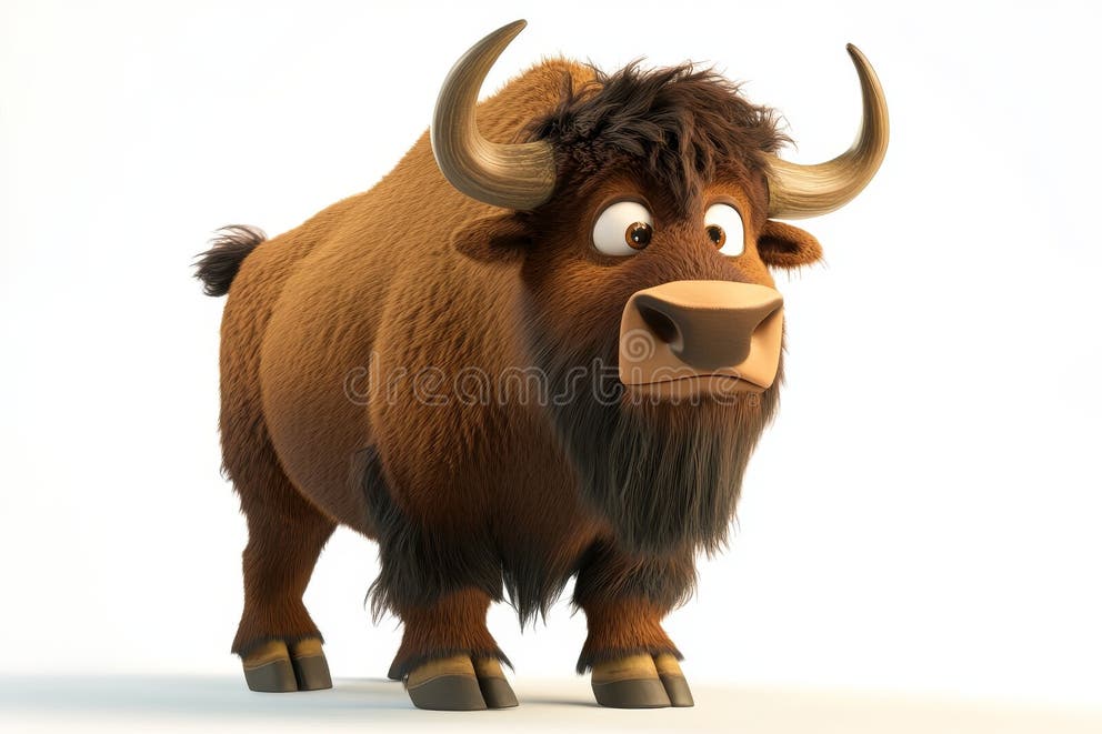 Bison Character in 3D Animation Style. Generative AI. Stock ...