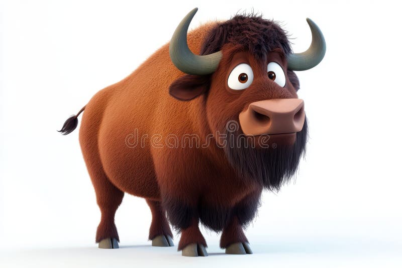 Bison Character in 3D Animation Style. Generative AI. Stock ...